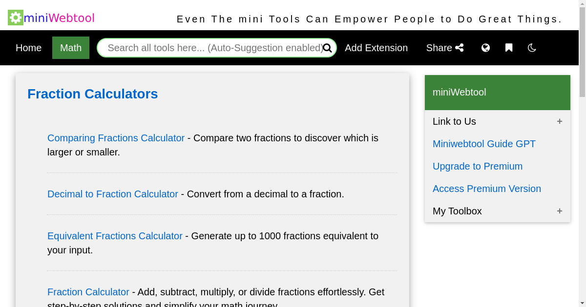 Online Tools and Calculators - Fraction Calculators
