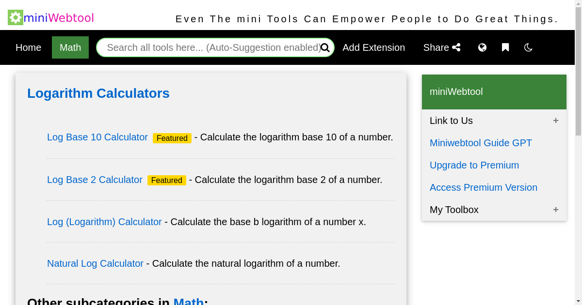 Online Tools and Calculators - Logarithm Calculators