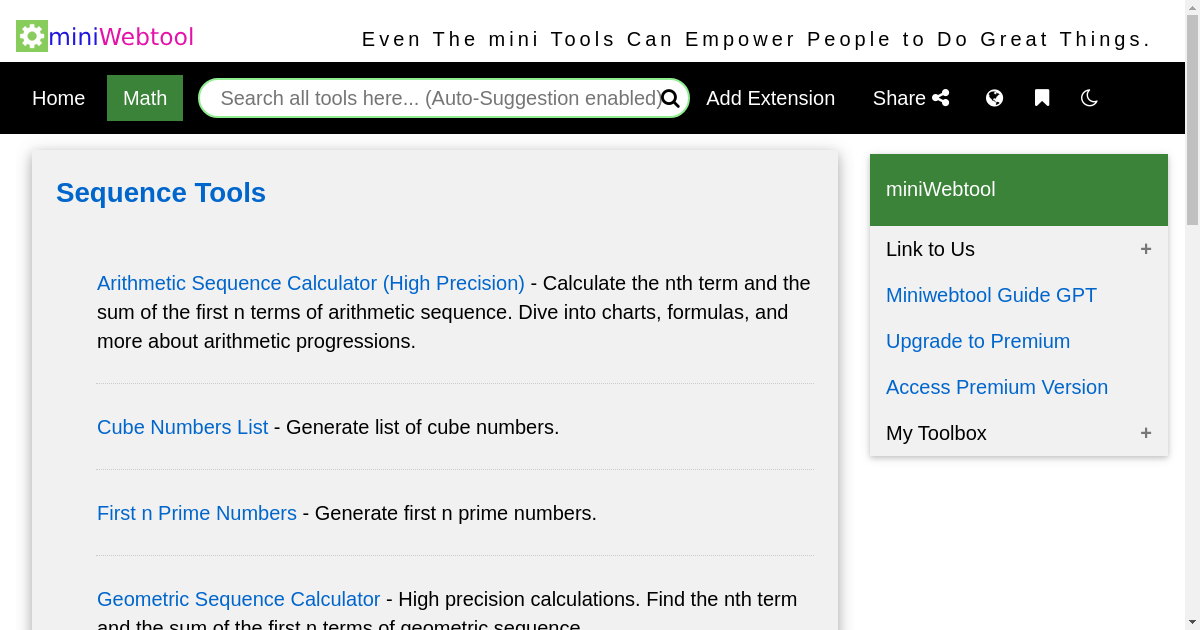 Online Tools and Calculators - Sequence Tools
