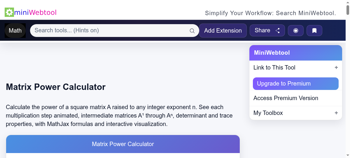 Matrix Power Calculator - Compute A^n Step by Step