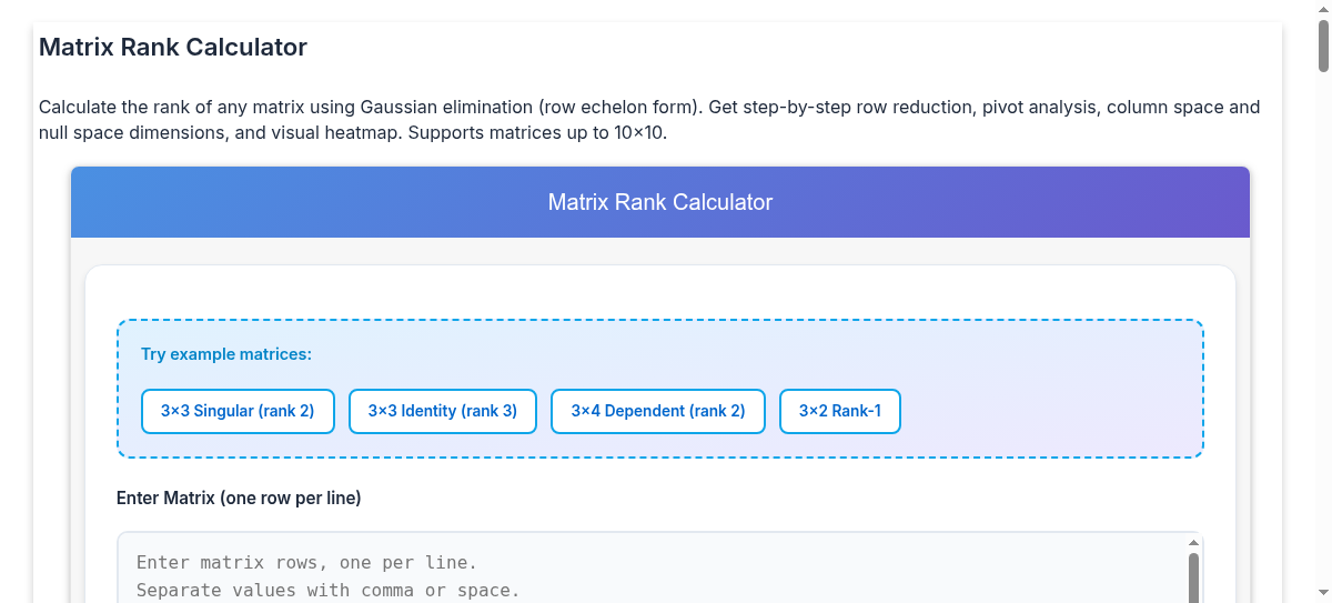 Matrix Rank Calculator - Find Rank by Gaussian Elimination with Step-by ...