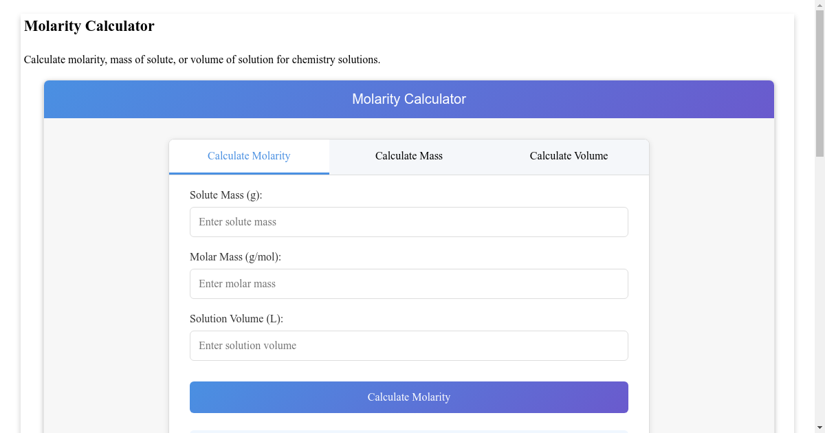 Free Molarity Calculator (Step-by-Step)