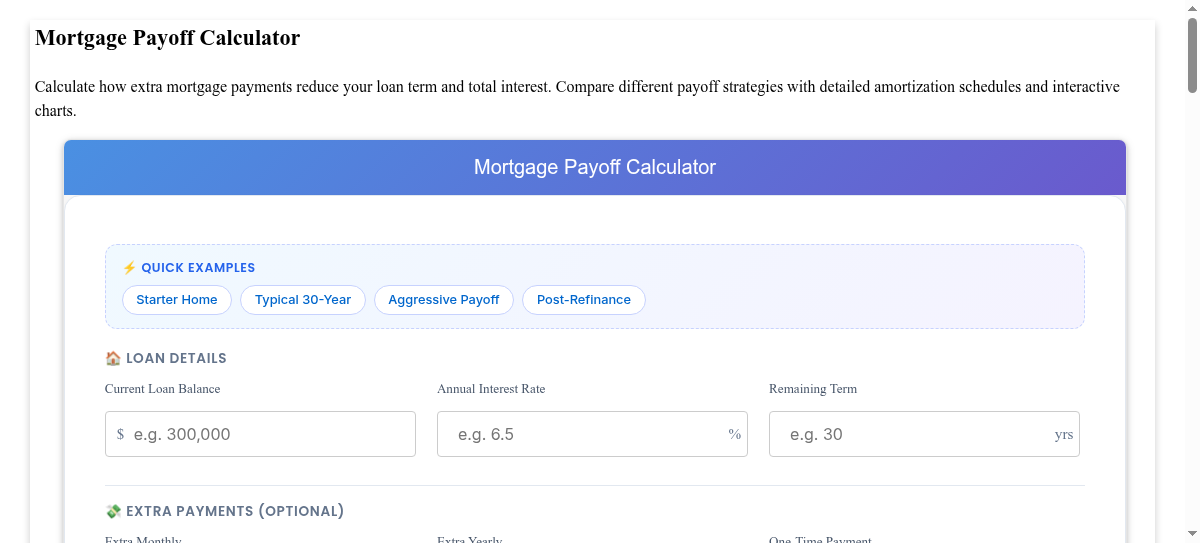 Mortgage Payoff Calculator - See How Extra Payments Save You Money