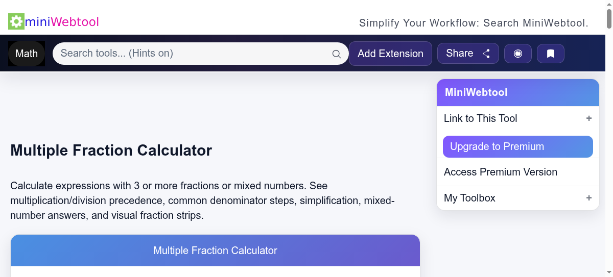 Multiple Fraction Calculator - Add, Subtract, Multiply, or Divide 3 or ...