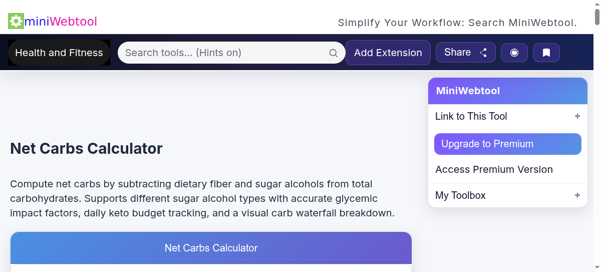 Net Carbs Calculator - Calculate Net Carbohydrates for Keto & Low-Carb ...
