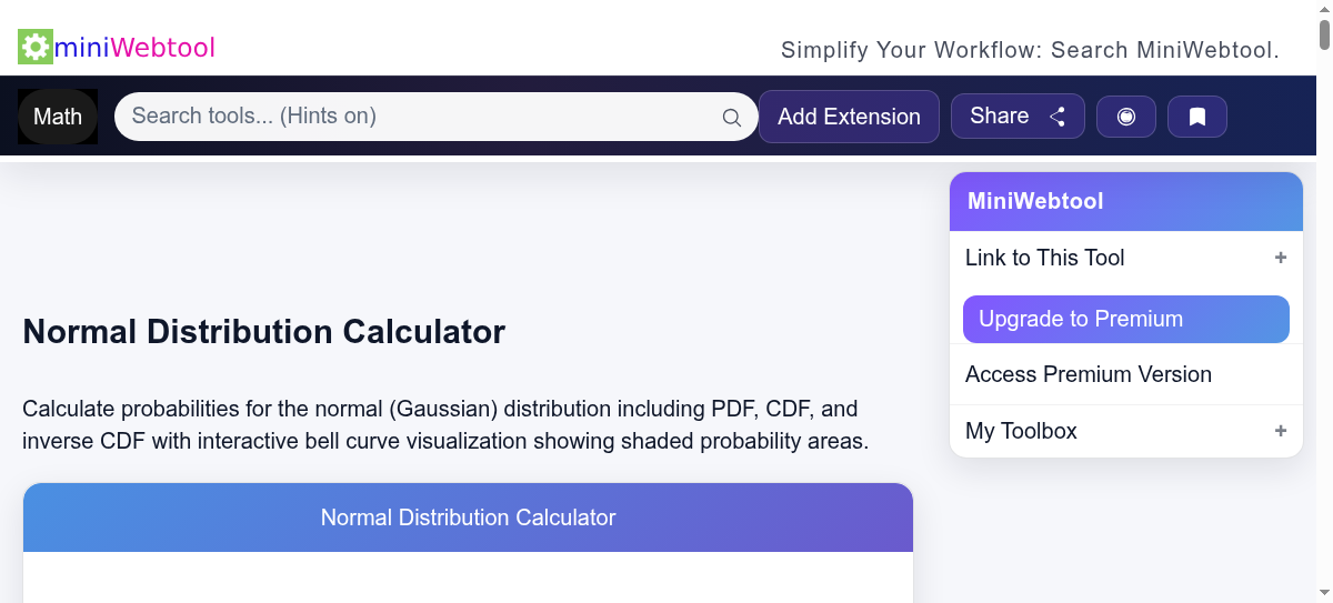Normal Distribution Calculator - PDF, CDF & Inverse Normal with Bell Curve