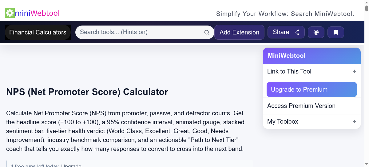 NPS Calculator - Net Promoter Score, Margin of Error & Path to Next Tier