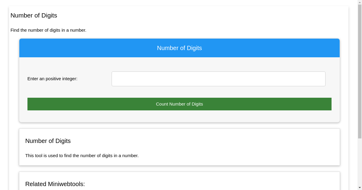 Number of Digits - Find the Number of Digits in a Number