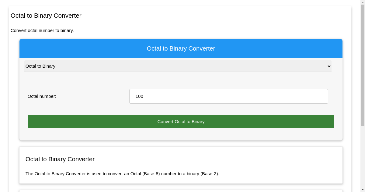 Octal to Binary Converter