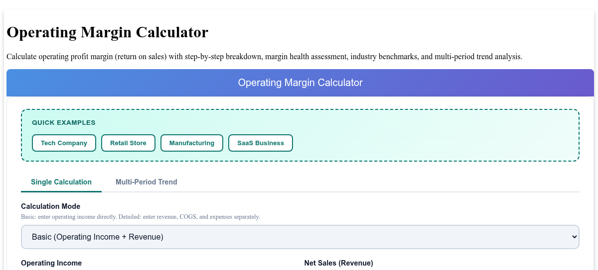 Operating Margin Calculator Calculate Operating Profit Margin