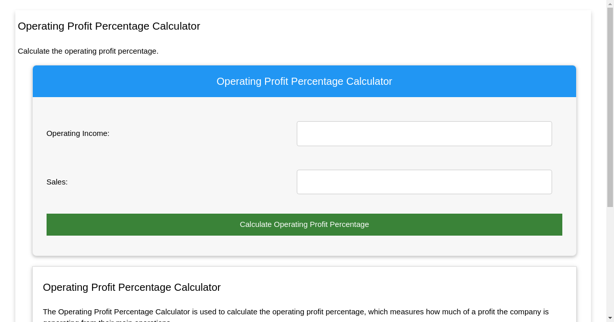Operating Profit Percentage Calculator