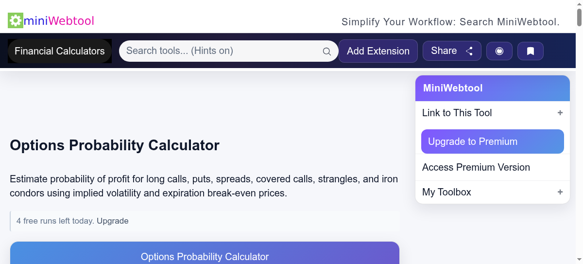 Options Probability Calculator - Estimate Option Strategy Probability ...