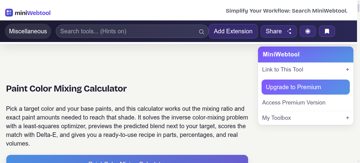 Paint Color Mixing Calculator - Find the Mixing Ratio for Any Target Color