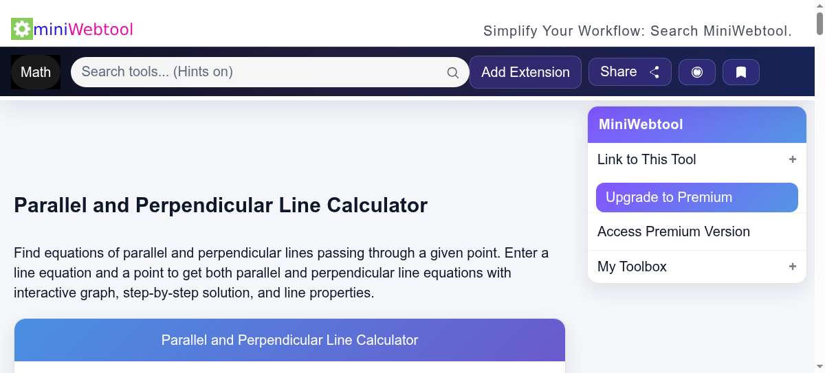 Parallel and Perpendicular Line Calculator - Find Line Equations ...