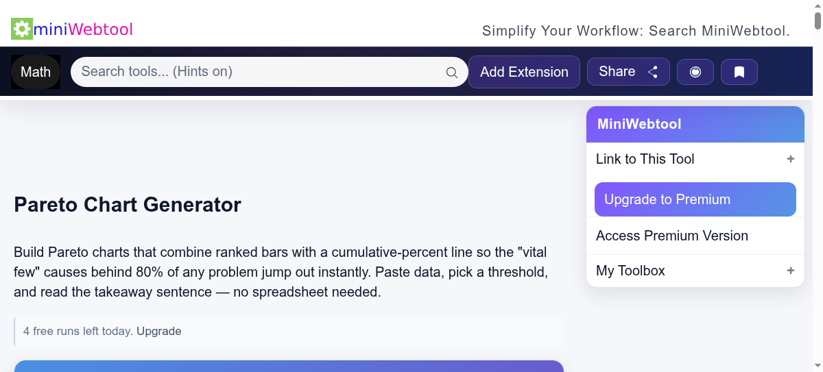 Pareto Chart Generator - Find the Vital Few with the 80/20 Rule