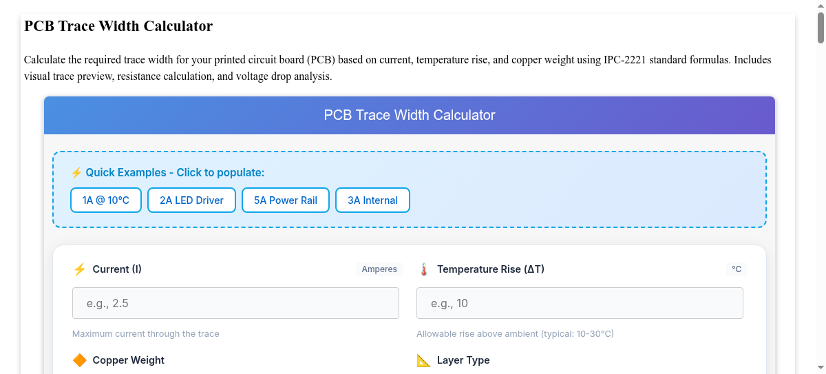 PCB Trace Width Calculator - IPC-2221 Standard Calculator for PCB Design