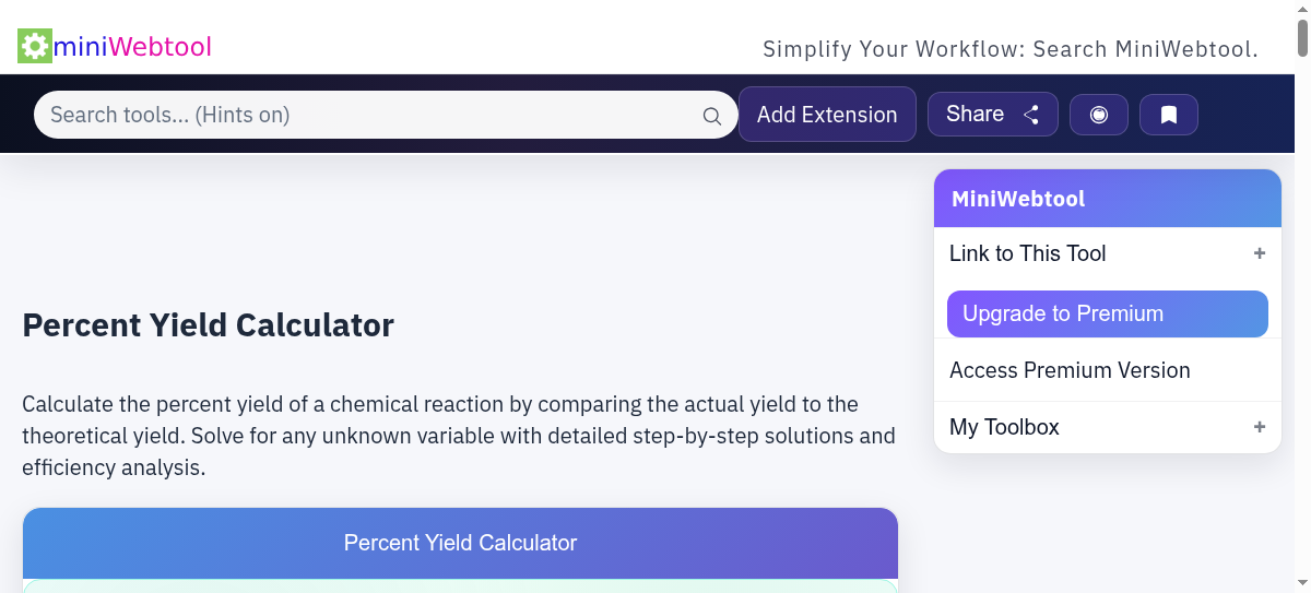 Percent Yield Calculator - Calculate Reaction Efficiency with Step-by ...
