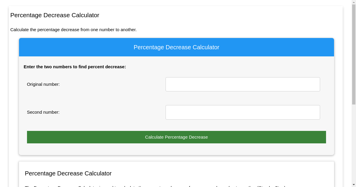 Percentage Decrease Calculator
