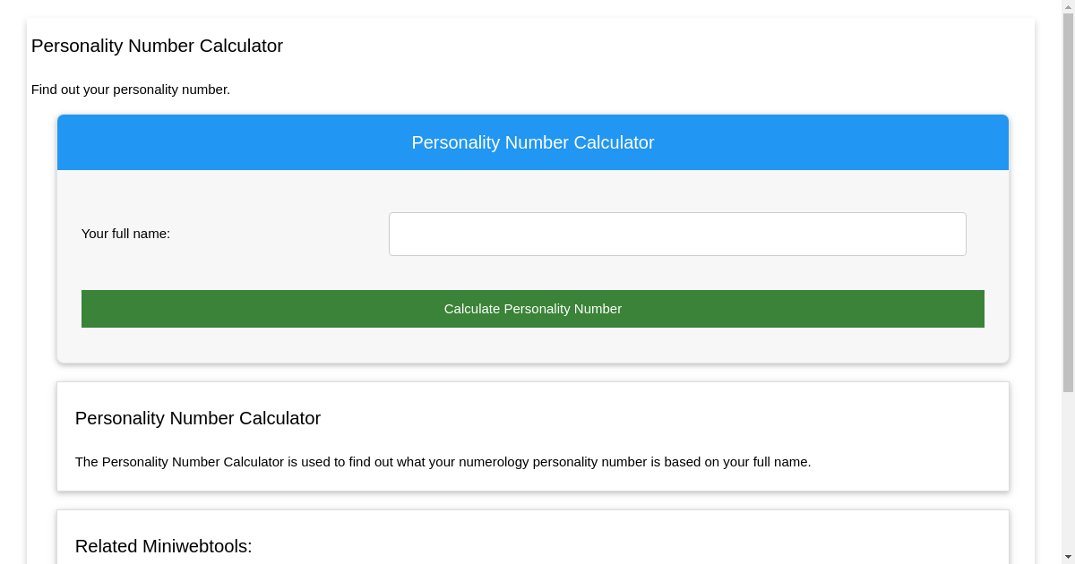 Online Personality Number Calculator - Calculate Numerology Personality ...