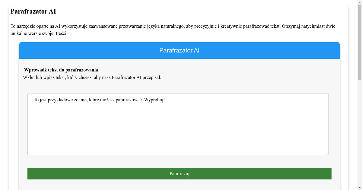 Darmowy Parafrazer AI - Przekształć Tekst za pomocą AI