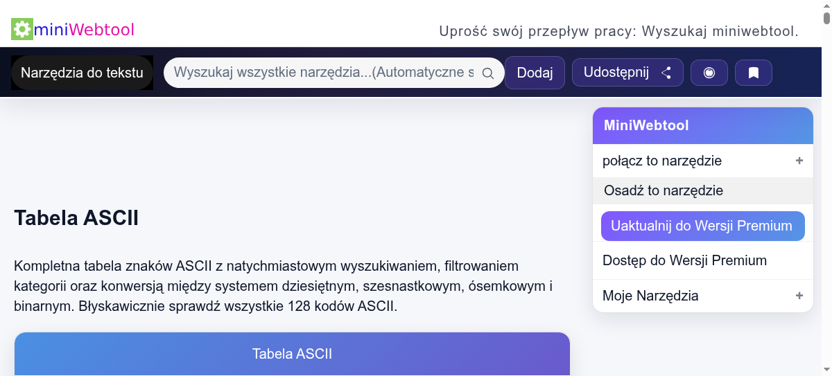 Tabela ASCII – Interaktywny wykres ASCII z kodami dziesiętnymi ...