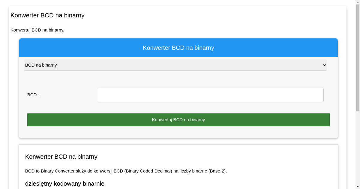 Konwerter Bcd na binarny - Konwertuj zakodowany binarnie dziesiętny na ...