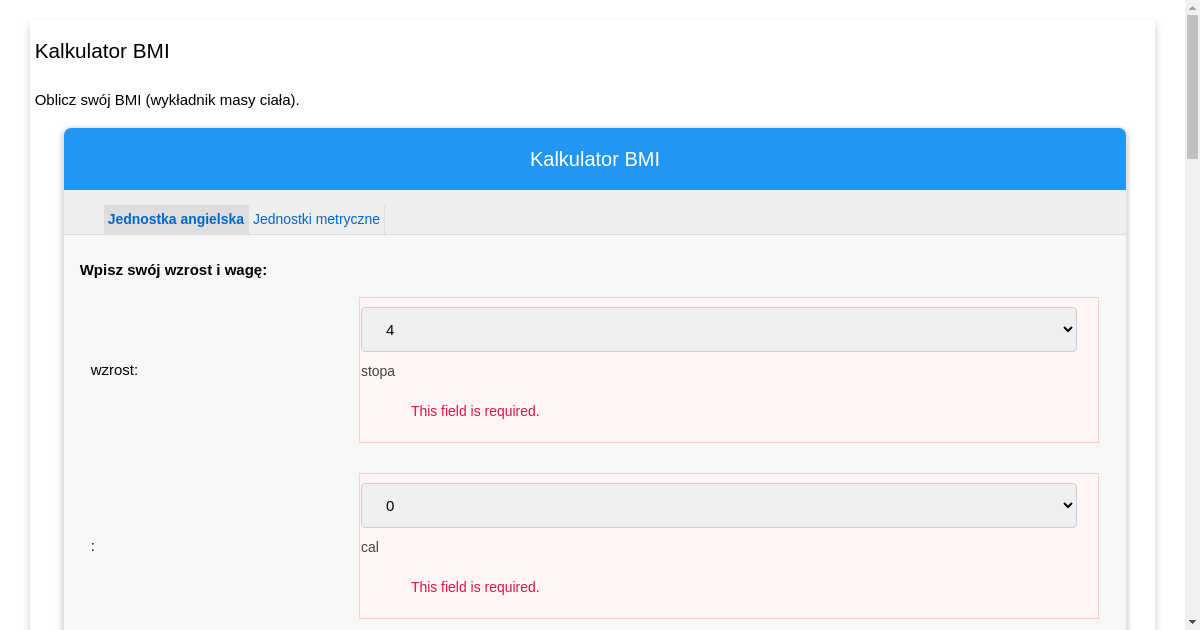 Kalkulator BMI - Oblicz swój BMI (wykładnik masy ciała)