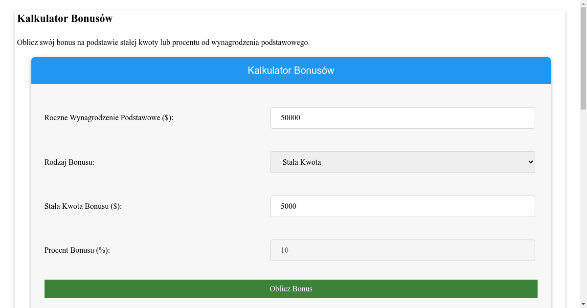 Kalkulator Bonusów