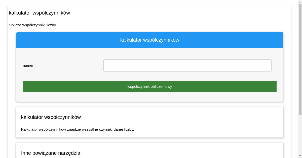 kalkulator współczynników