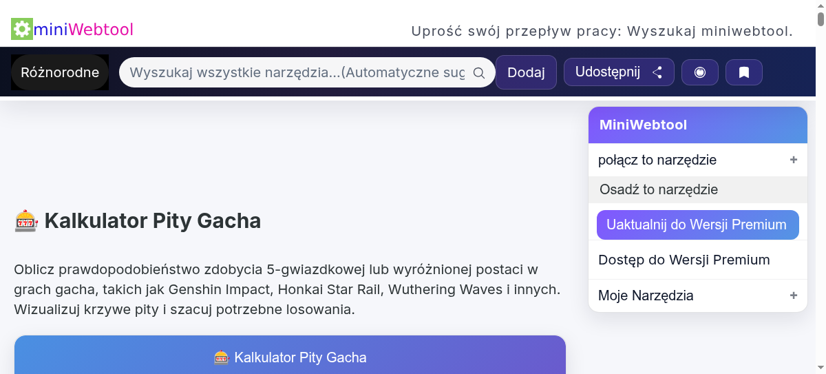 Kalkulator Pity Gacha - Oszacuj liczbę losowań na gwarantowane dropy