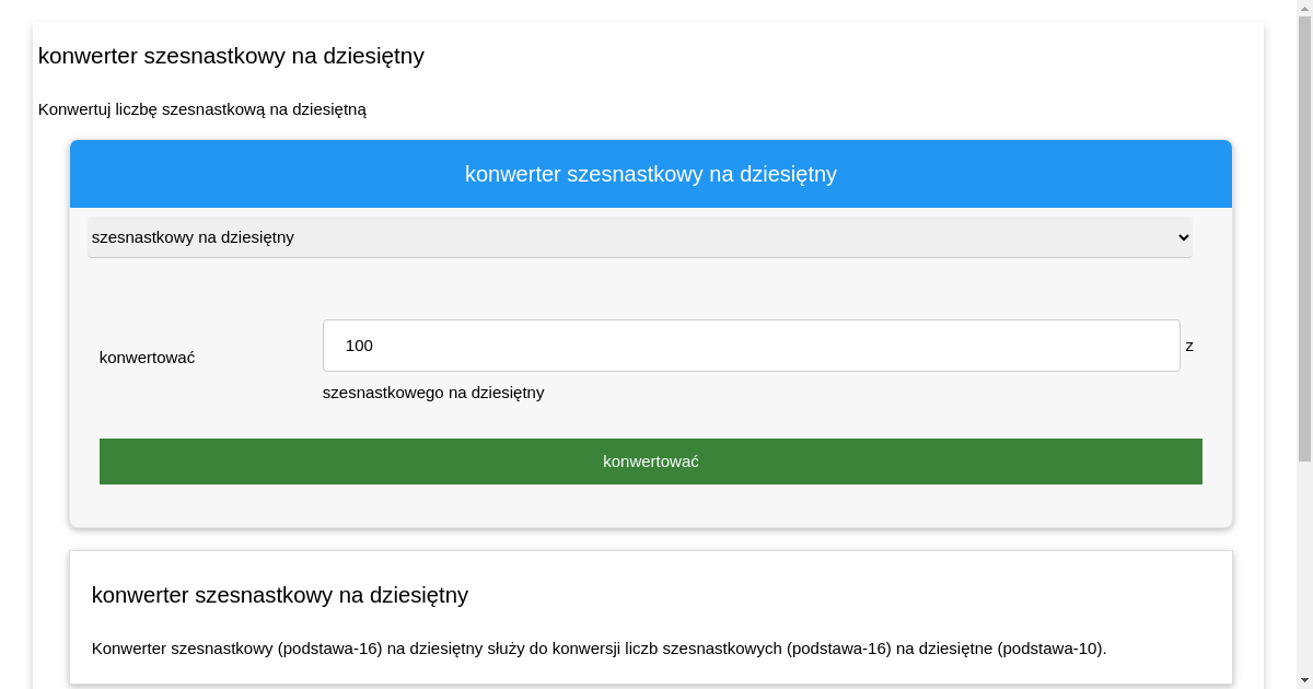 Konwerter szesnastkowy na dziesiętny | Narzędzie do konwersji ...
