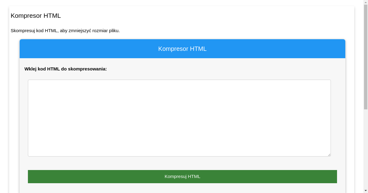 Kompresor HTML - Kompresuj HTML
