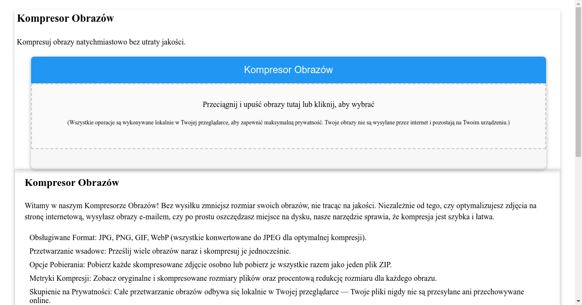 Darmowy Kompresor Obrazów Online