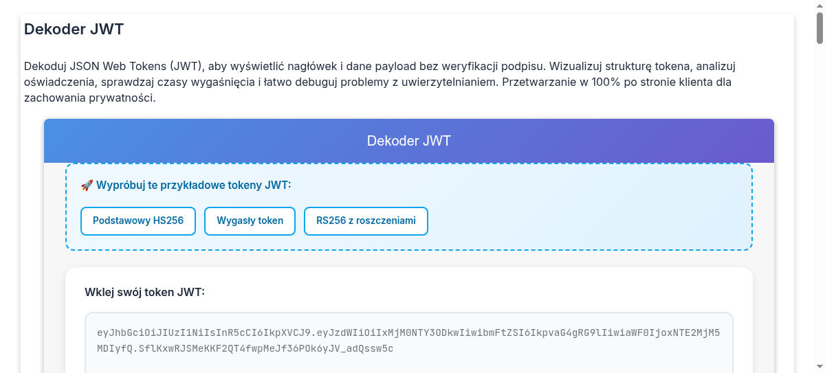 Dekoder JWT Online - Dekoduj JSON Web Tokens natychmiastowo ...