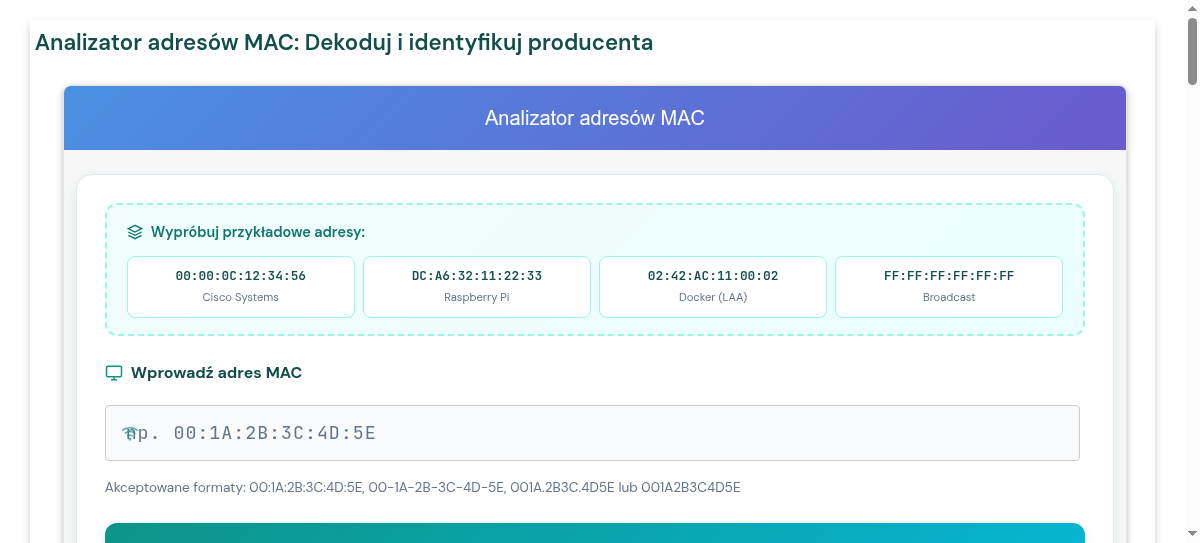 Analizator adresów MAC