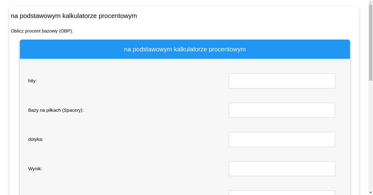 Podstawowy kalkulator procentowy | Kalkulator OBP