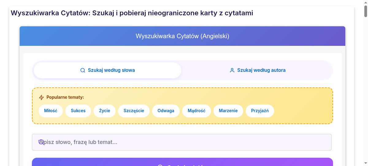 Wyszukiwarka Cytatów - Szukaj wśród tysięcy inspirujących cytatów