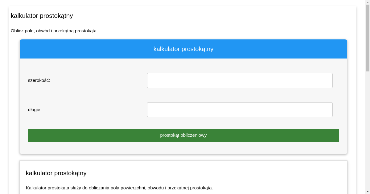 kalkulator prostokątny