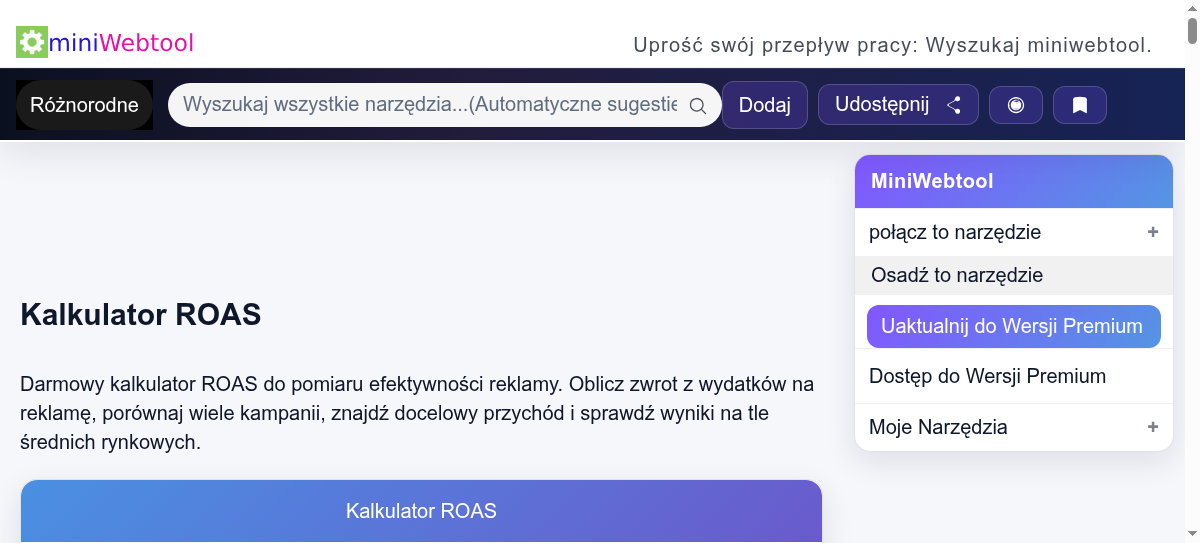 Kalkulator ROAS - Darmowy kalkulator zwrotu z wydatków na reklamę