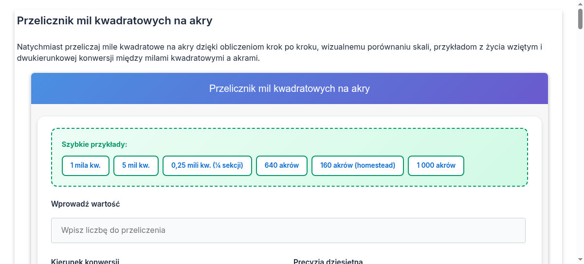 Przelicznik mil kwadratowych na akry - Darmowa konwersja jednostek ...