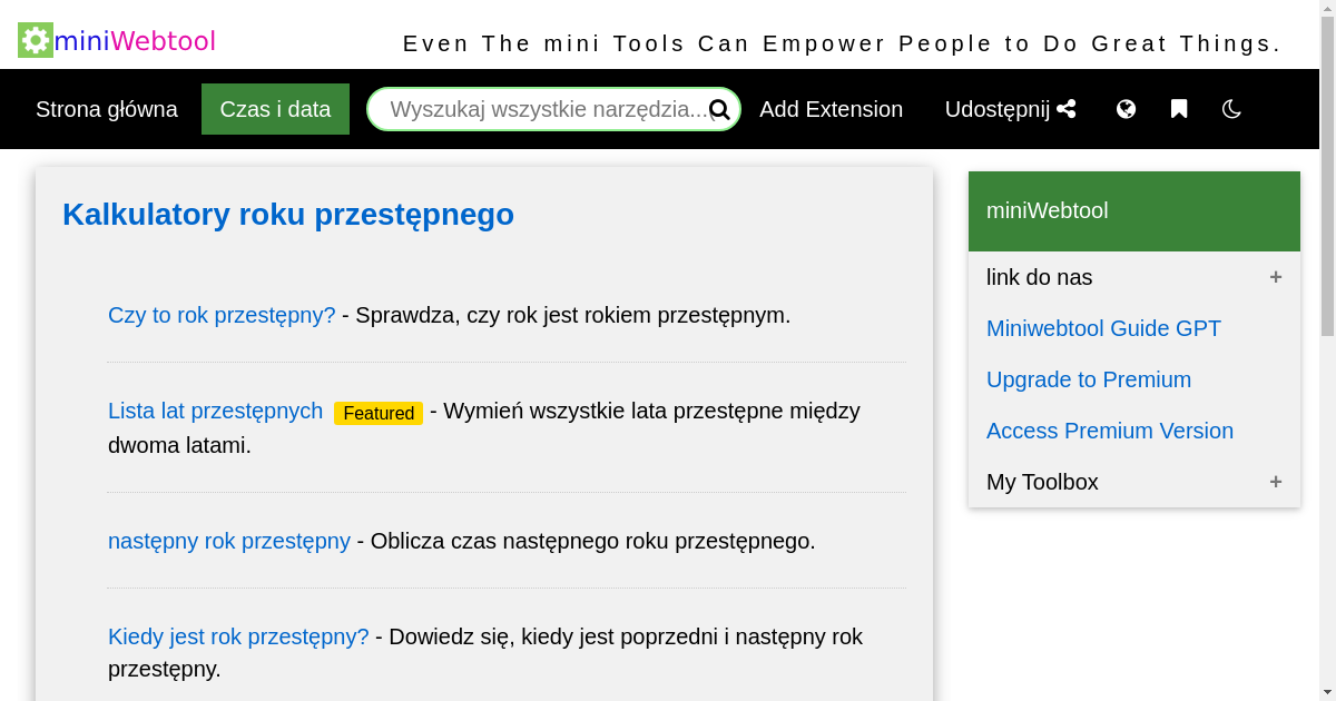 Narzędzia i kalkulatory — Kalkulatory roku przestępnego