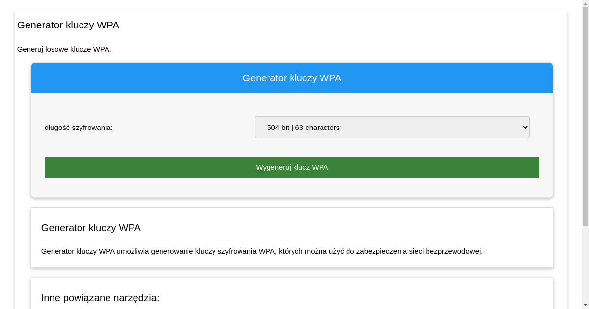Generator kluczy WPA - generuj losowe klucze WPA