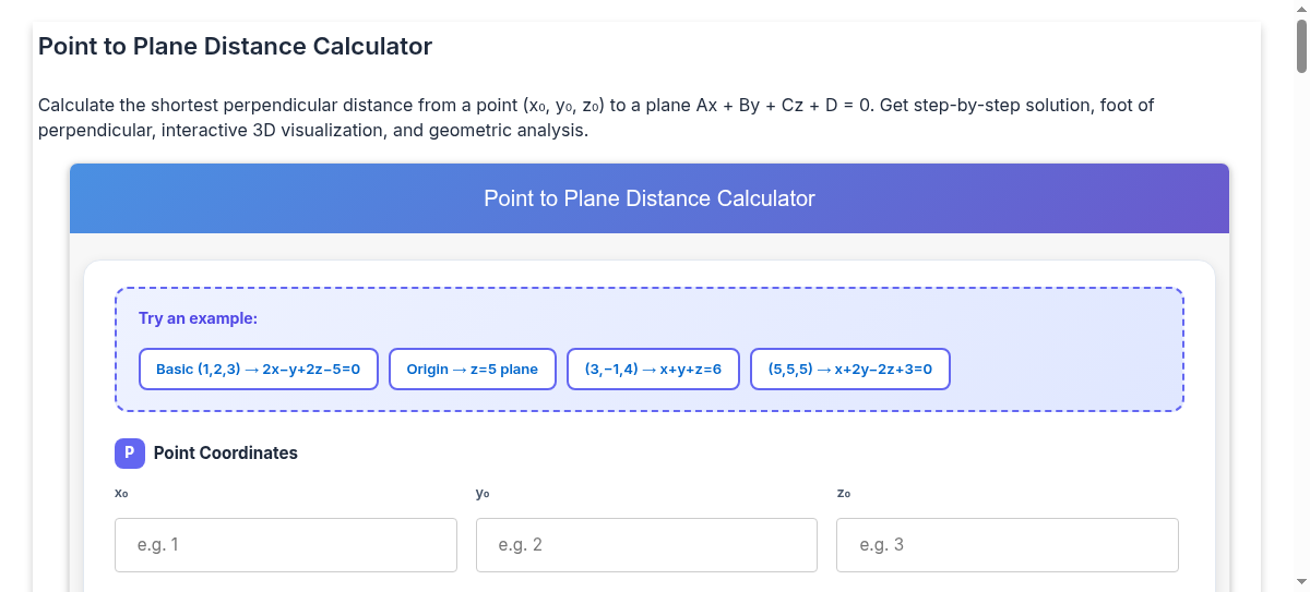 Point to Plane Distance Calculator - Find Perpendicular Distance from ...
