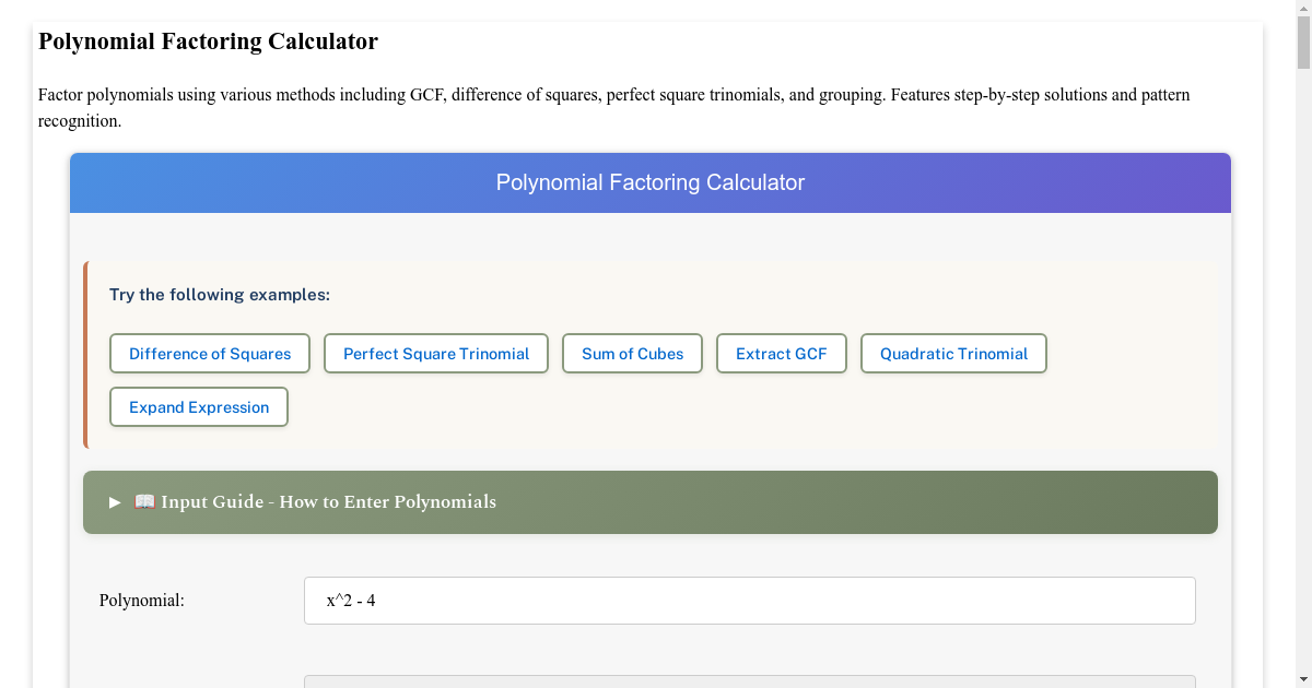 Polynomial Factoring Calculator - Factor Polynomials Step by Step