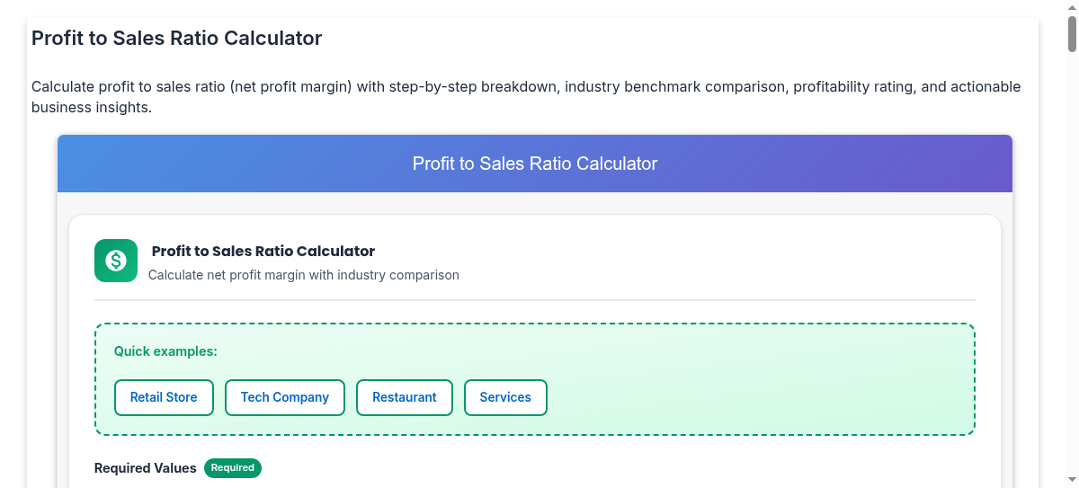 Profit to Sales Ratio Calculator - Net Profit Margin Calculator with ...