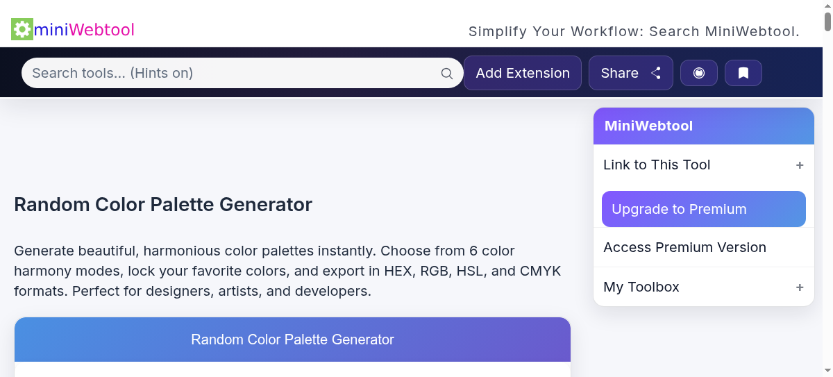 Random Color Palette Generator - Create Harmonious Color Schemes Online