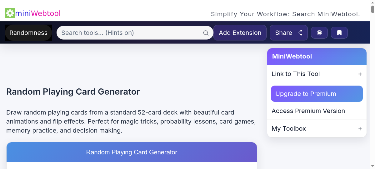 Random Playing Card Generator - Draw Cards from a Virtual Deck with ...