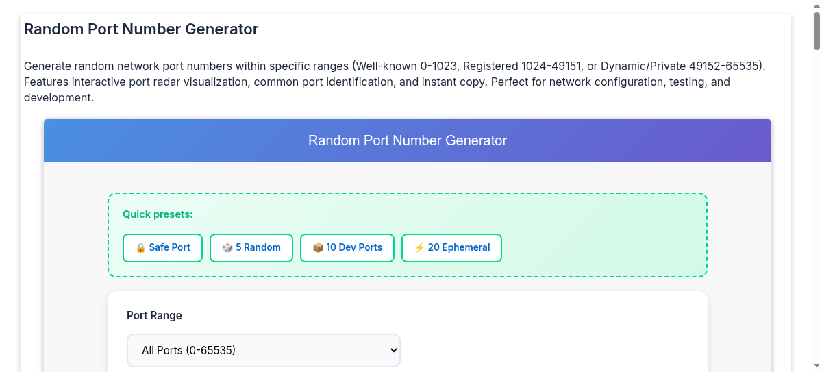 Random Port Number Generator - Generate Random Network Ports for ...