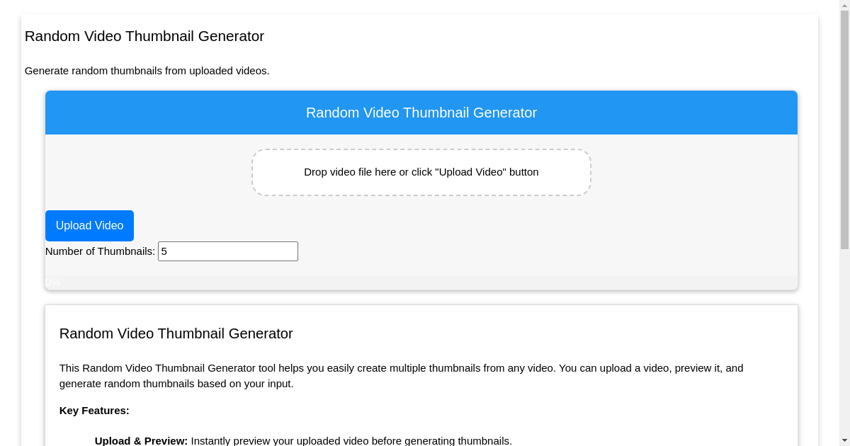 Random Video Thumbnail Generator