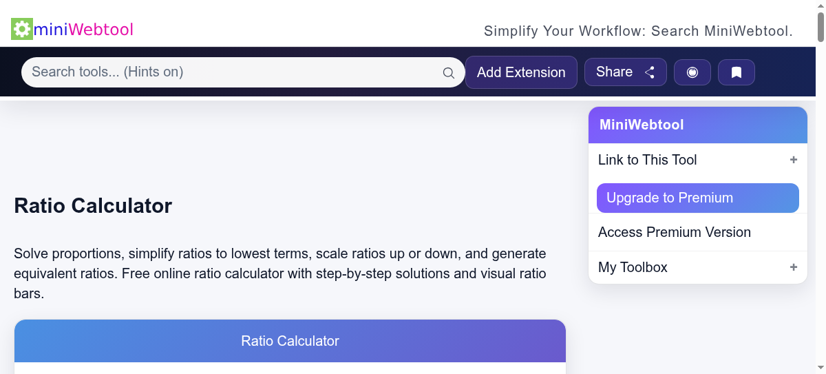 Ratio Calculator - Solve, Simplify & Scale Ratios Online
